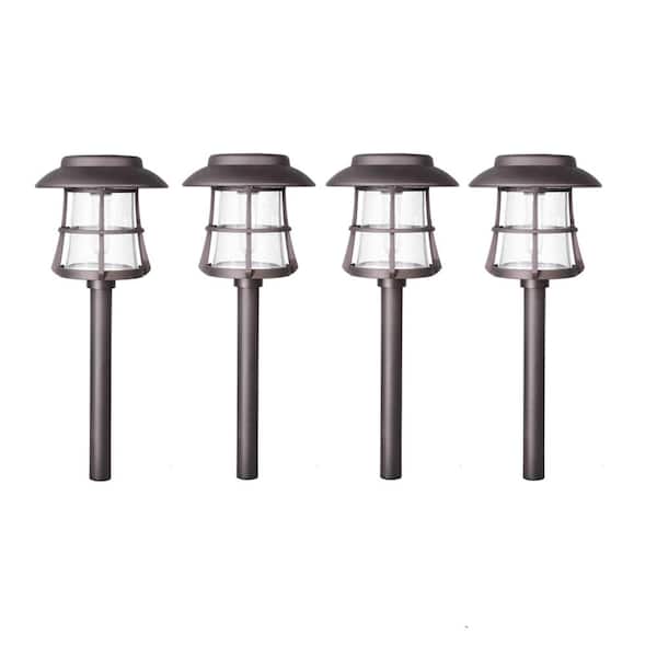 Hampton Bay Solar Bronze Diecast Outdoor Integrated LED 2700K 15 Lumens ...