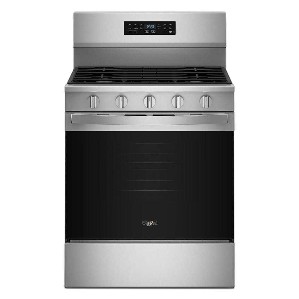 Whirlpool 30 in. 5 Burners Freestanding Gas Range in Fingerprint ...