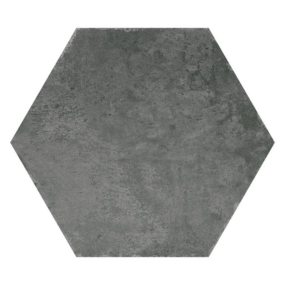 Apollo Tile Zenith 9 in. x 11 in. Matte Charcoal Gray Porcelain Hexagon ...