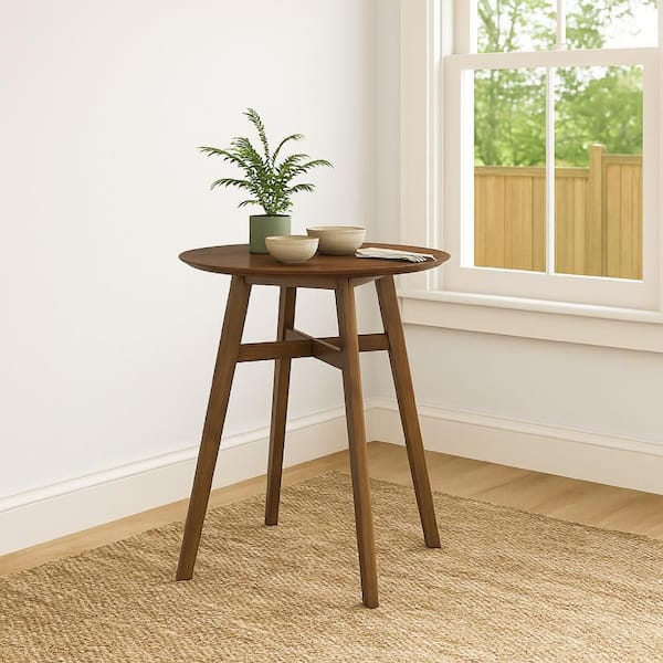 Benjara Jeyn 36 in. H Brown Round Bar Table Seats 4 BM329756 - The Home ...