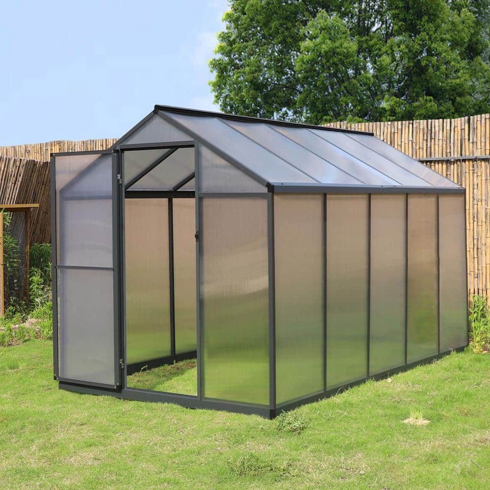 VEIKOUS 6 ft. x 10 ft. Walk-In Garden Greenhouse with Adjustable Roof ...