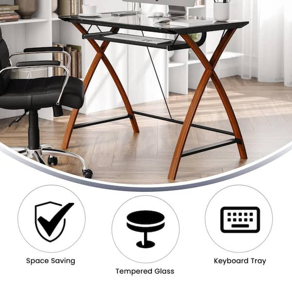 Carnegy Avenue Jude 39.5 in. Rectangular Clear Cherry Computer Desk with Keyboard Tray CGA NAN 9474 CL HD