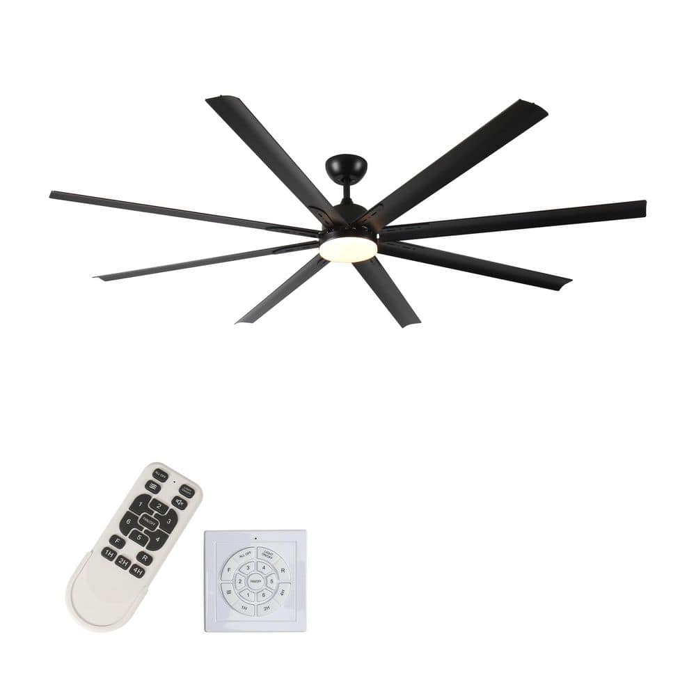 Jushua 84 in. Super Large Indoor Black Ceiling Fan with Remote Control ...