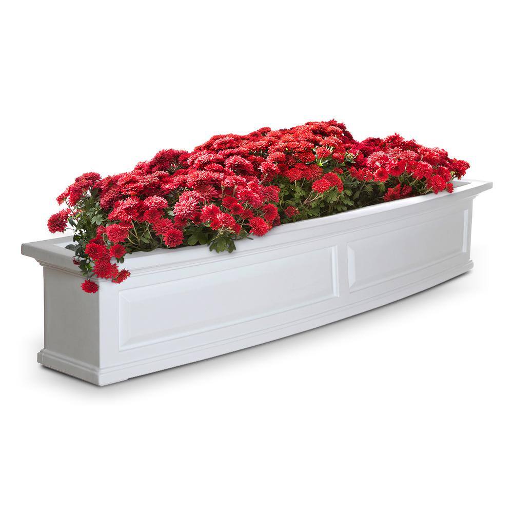 Mayne Nantucket 60 in. x 11.5 in. Self-Watering White Polyethylene ...