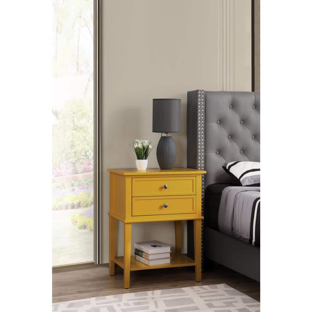 AndMakers Newton 2-Drawer Yellow Nightstand (28 in. H x 22 in. W x 16 ...