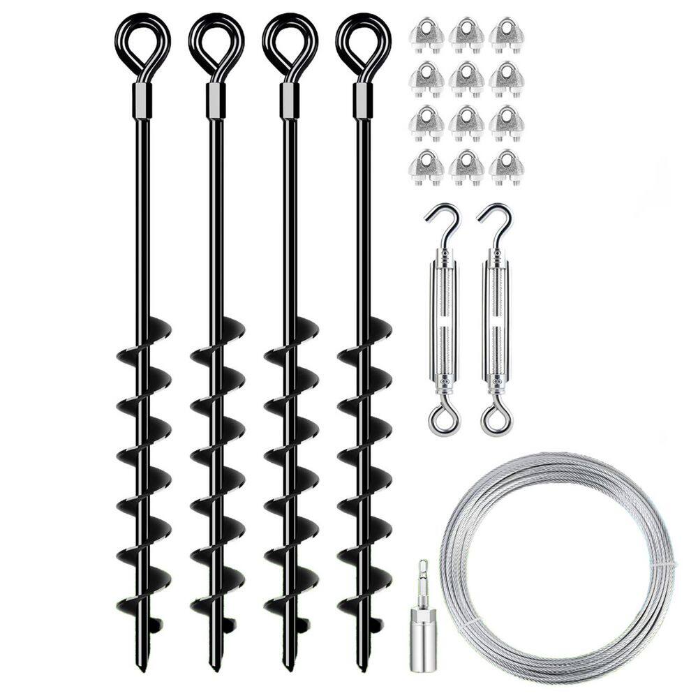 MOEPISY 4 Pack 27 in. Ground Anchors Heavy Duty Shed Anchors Kit with 3 ...