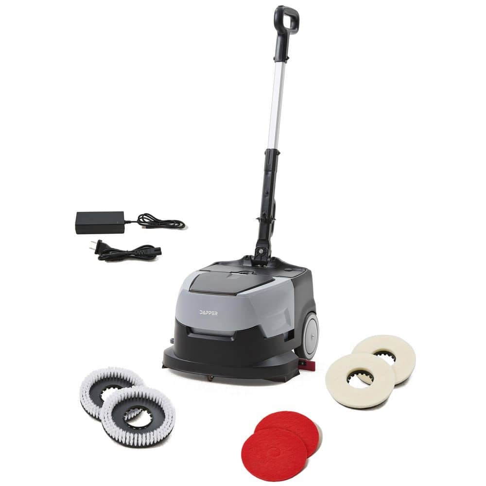 DAPPER SUPPLY Commercial Cordless Hard Floor Cleaner in Grey with All ...