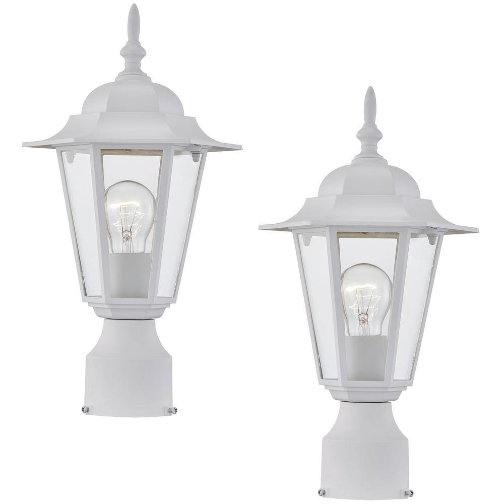 Pia Ricco 1-Light Textured White Outdoor Post Light with Clear Glass(2 ...