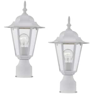 Dawn 1-Light Textured White Outdoor Lamp Hardwired Waterproof Post ...