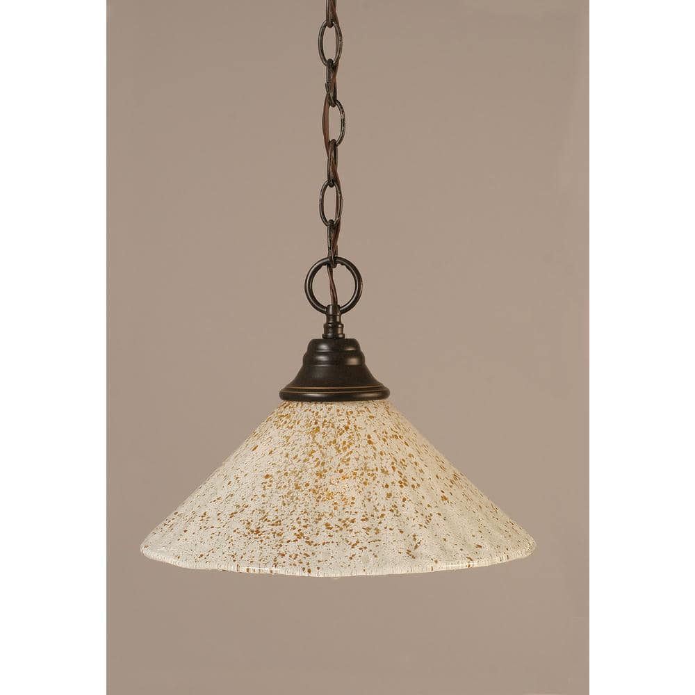 Kingston 100-Watt 1-Light Dark Granite Bowl Mini Pendant Light with ...