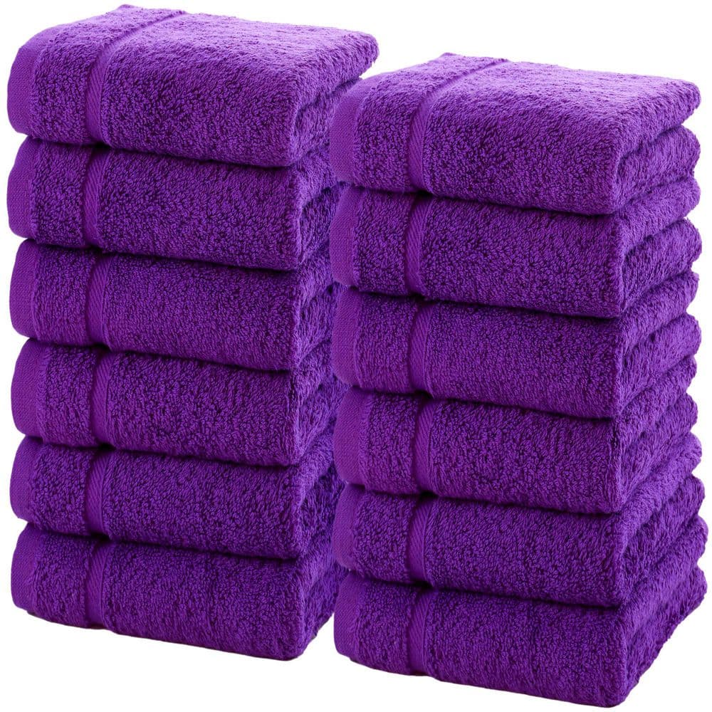 Hawmam Linen 12-Piece Purple Luxury Cotton Washcloths 13 x 13 -Premium ...