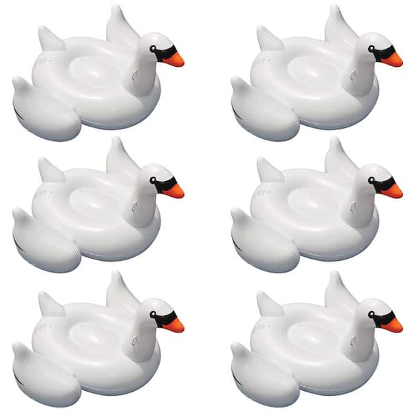 Swimline White Vinyl Giant Swan Inflatable Ride-On Swimming Pool Raft ...