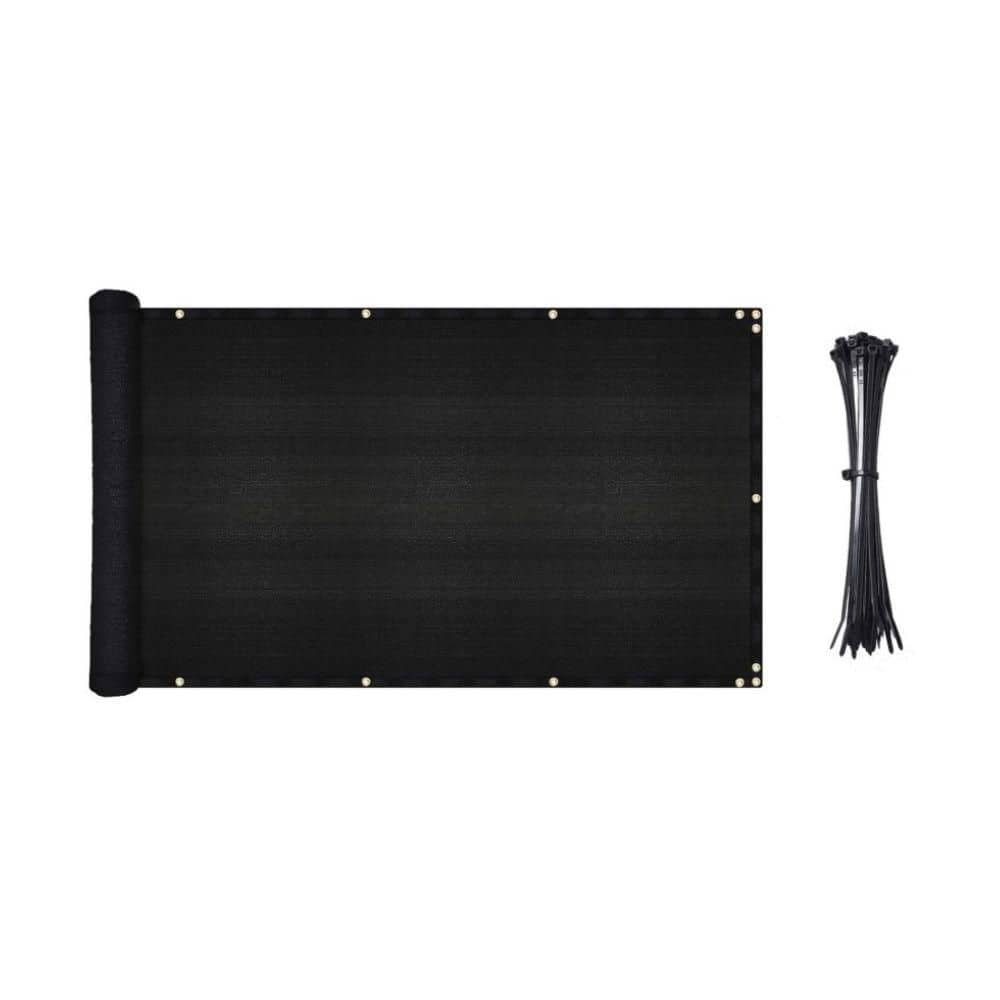 SenQWFa 3. 5ft x 16.5 ft Black Polymer Privacy Screen Balcony Shield ...