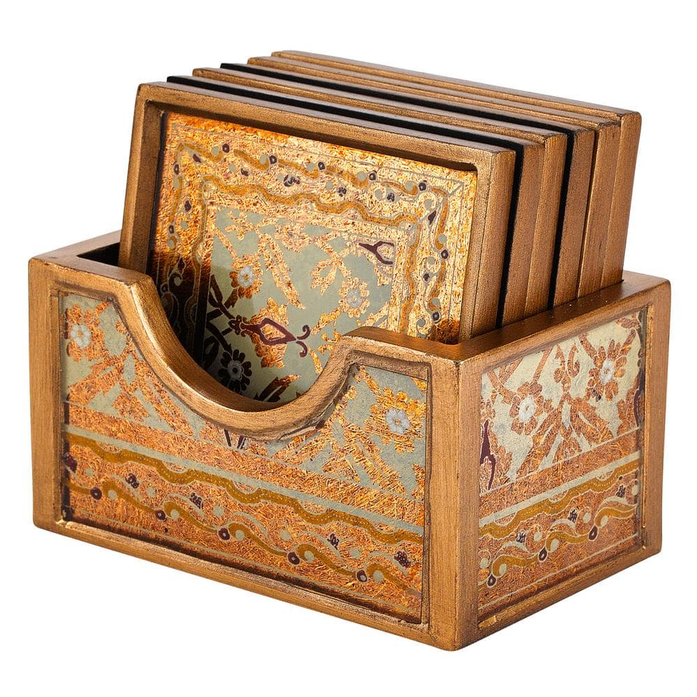 Badash Crystal 7-Piece Antigua Sand Coaster Set RCS6-AS - The Home Depot