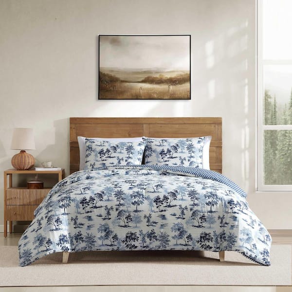 Eddie Bauer Vintage Forest Toile 3-Piece Blue Cotton Full/Queen ...
