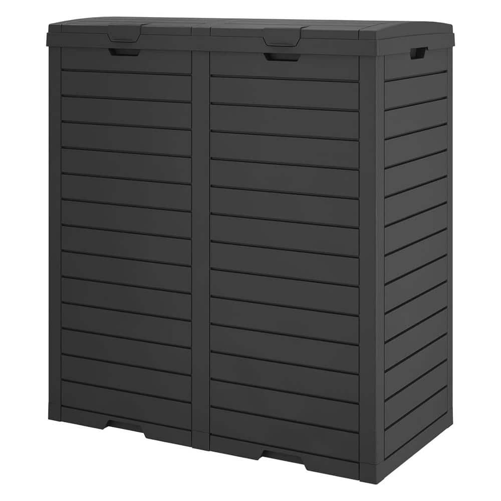 OLILAWN 62 Gallon Outdoor Trash Can& Recycling Bin with Lid and Drip ...
