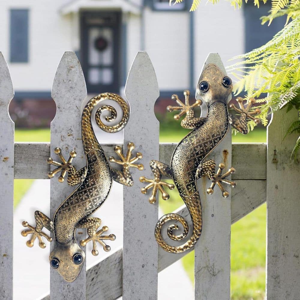 2 Pack, Metal Lizard Wall Art Decor Hangin, 7.5 in. x 15 in, Bronze ...