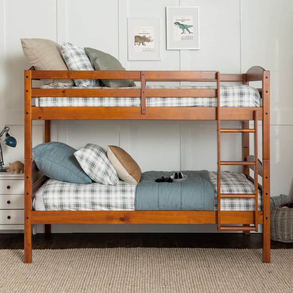 Walker Edison Furniture Company Cherry Traditional Solid Wood Twin Bunk ...