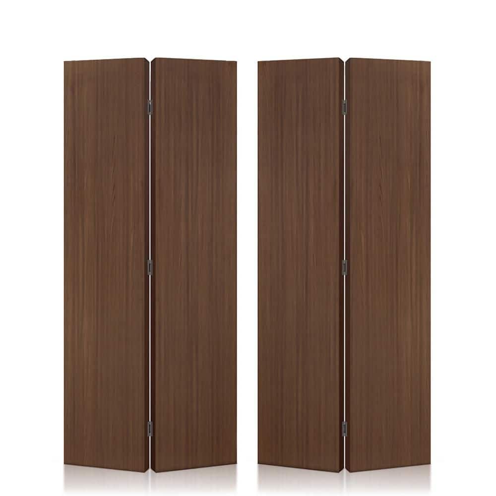 CALHOME 40 in. x 94 in. Hollow Core Walnut Composite Texture Double Bi ...