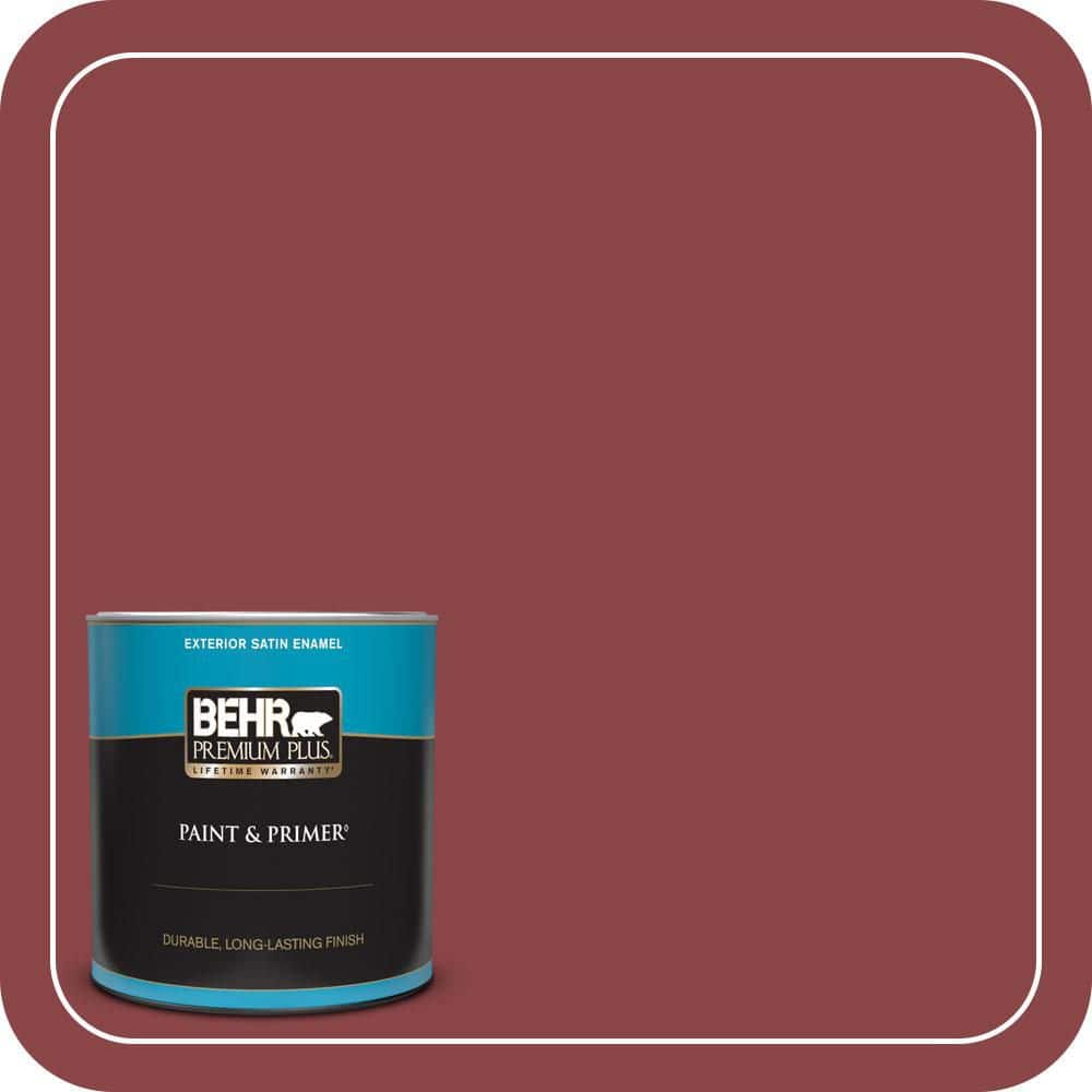 BEHR PREMIUM PLUS 1 qt. #PPU1-10 Forbidden Red Satin Enamel Exterior ...