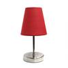 Simple Designs 10.5 in. Sand Nickel Mini Basic Table Lamp with Red ...