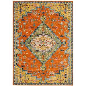 Nourison Allur Orange Multicolor 5 ft. x 7 ft. Medallion Traditional ...