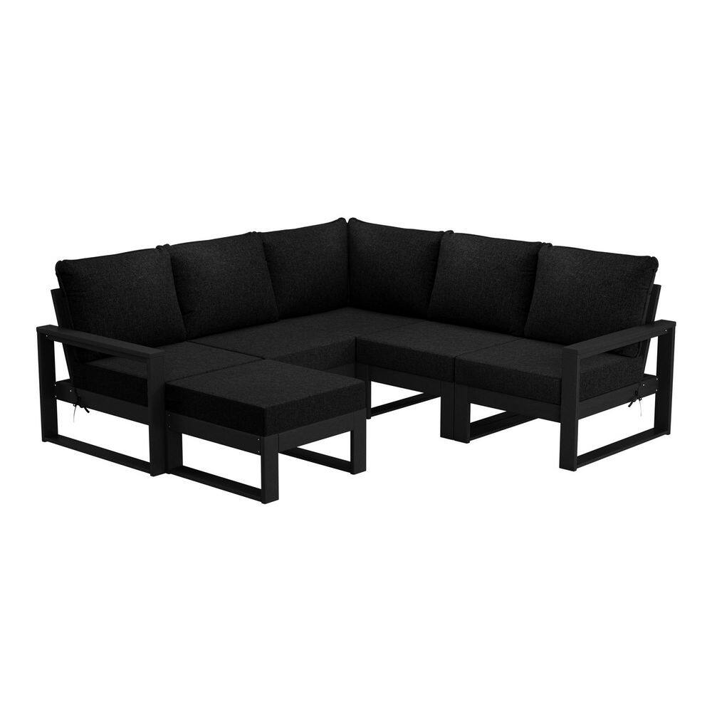 WESTIN OUTDOOR Endless Black Frame 6-Piece HDPE Plastic Outdoor Patio ...
