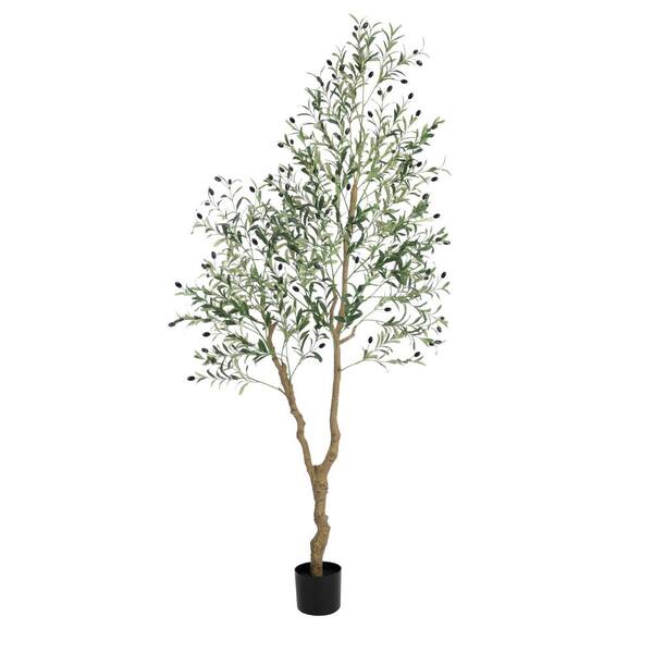 B BALANBO 7 ft. Artificial Olive Tree with Pot, Large Faux Olive Silk ...