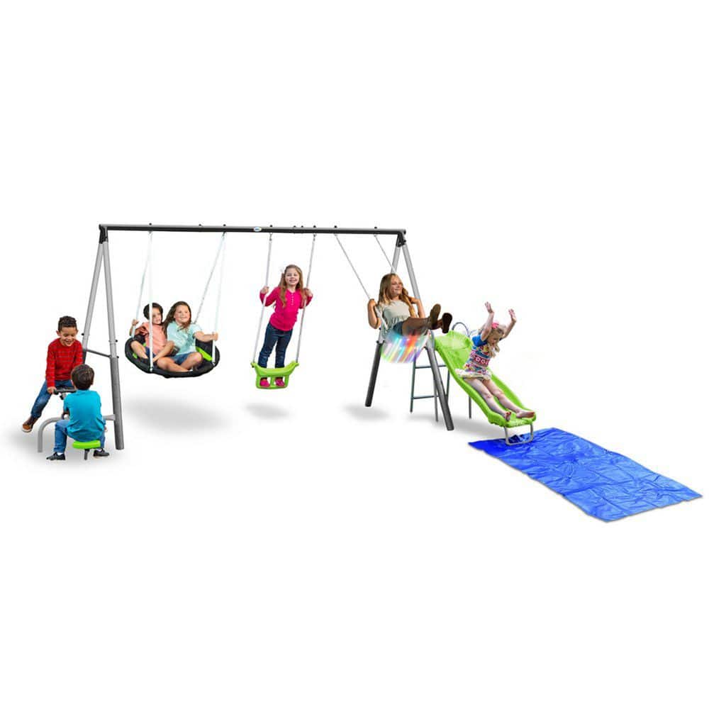 XDP Recreation Swingin' Free Playground Set with Water Slide, Super ...