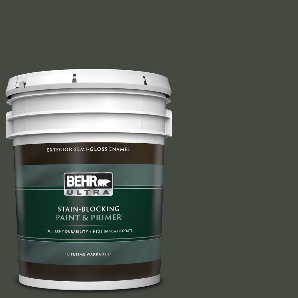 BEHR ULTRA 5 gal. #BXC-12 Deep Forest Semi-Gloss Enamel Exterior Paint ...