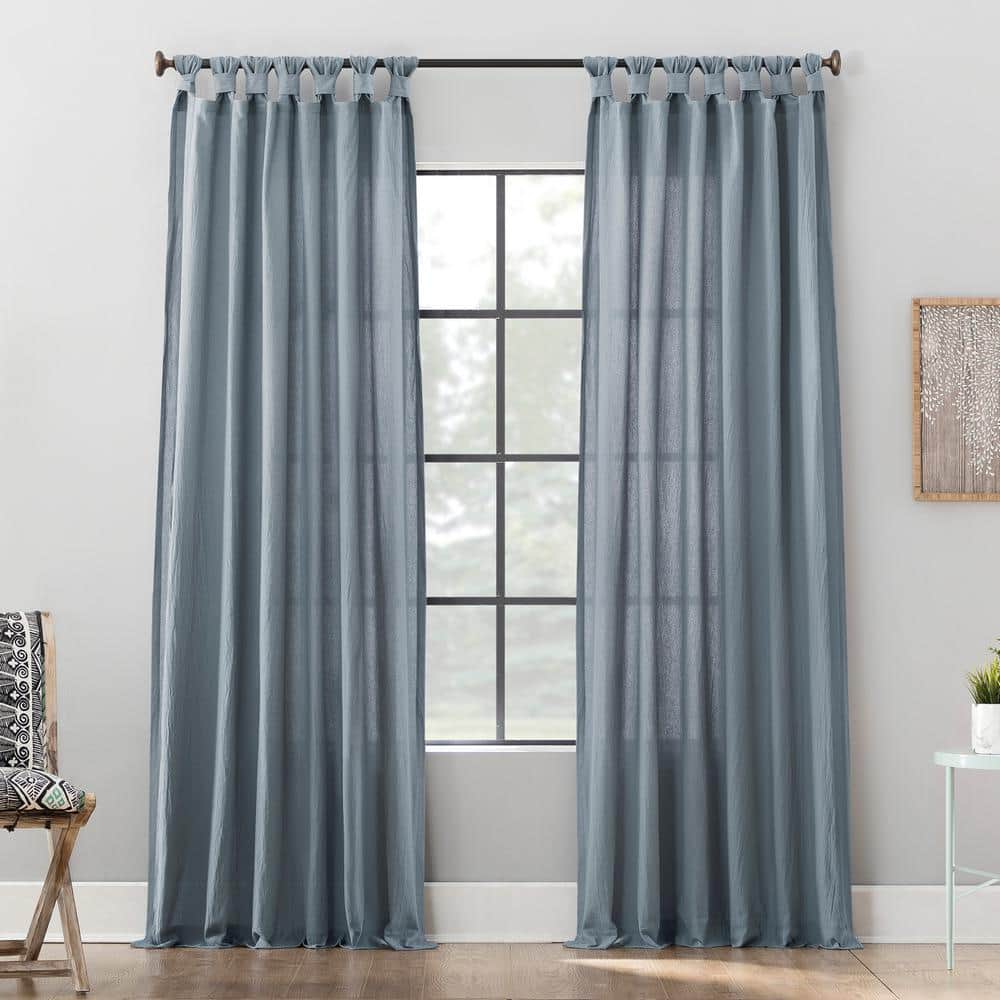 Sun Zero Sarro Washed Cotton Storm Blue Cotton 52 in. W x 95 in. L Tab ...