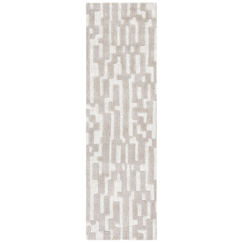 SAFAVIEH Cambridge 2 ft. x 8 ft. Beige/Gray Geometric High-Low Runner ...