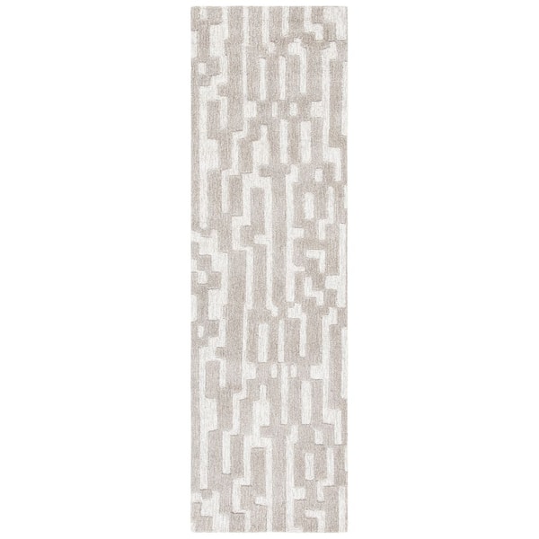 SAFAVIEH Cambridge 2 ft. x 8 ft. Beige/Gray Geometric High-Low Runner ...
