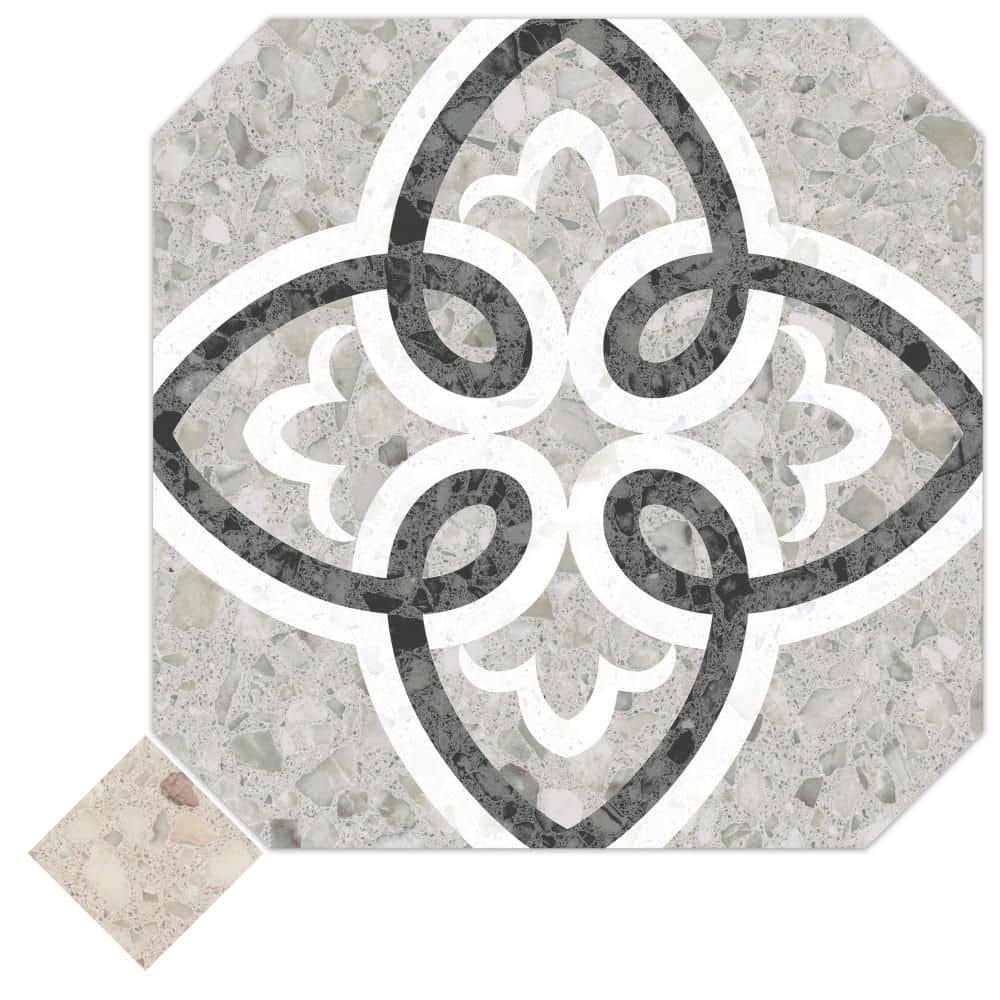 Merola Tile Riviera Octagon Garde Gris with Taco Beige 8 in. x 8 in ...