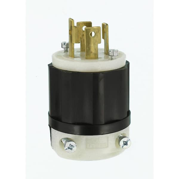 Leviton 30 Amp 125/250-Volt Locking Plug, Black and White 2711-CS R50 ...