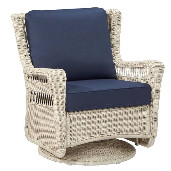 Hampton Bay Park Meadows Off-White Swivel Rocking Wicker Outdoor Lounge ...
