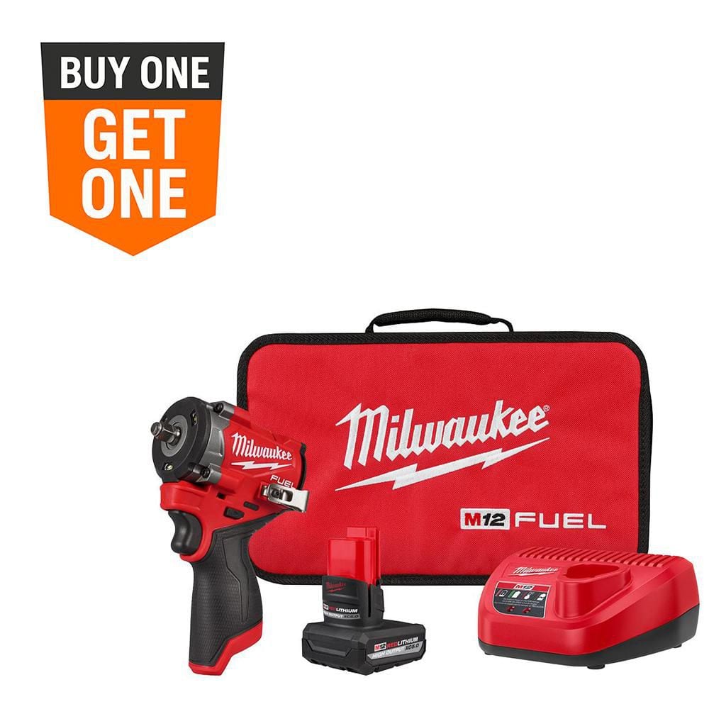 Milwaukee M12 FUEL 12V Li-Ion Brushless Cordless Stubby 3/8 in. Impact ...