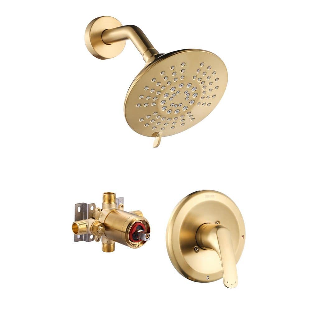 ALEASHA 1-Handle 5-Spray Shower Faucet 1.8 GPM with Valve in Gold AL ...