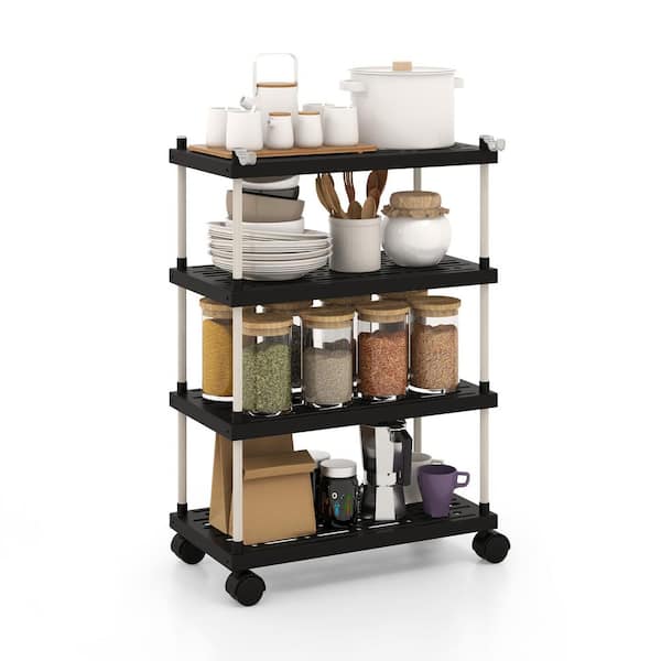 4-Tier Slim Kitchen Cart with Lockable Wheels EUXX9688 - The Home Depot