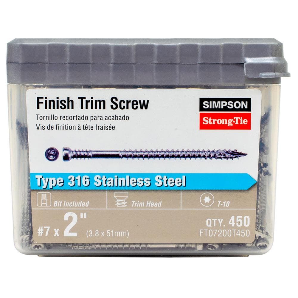 Simpson Strong-Tie 7 x 2 in. Type 316 Stainless Steel, T10 6-Lobe, Trim ...