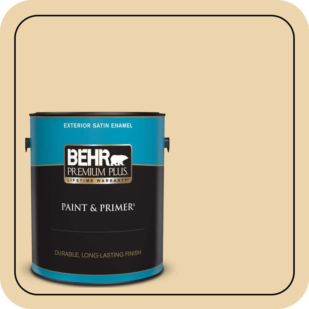 BEHR PREMIUM PLUS 1 gal. #ICC-51 Sweet Marzipan Satin Enamel Exterior ...