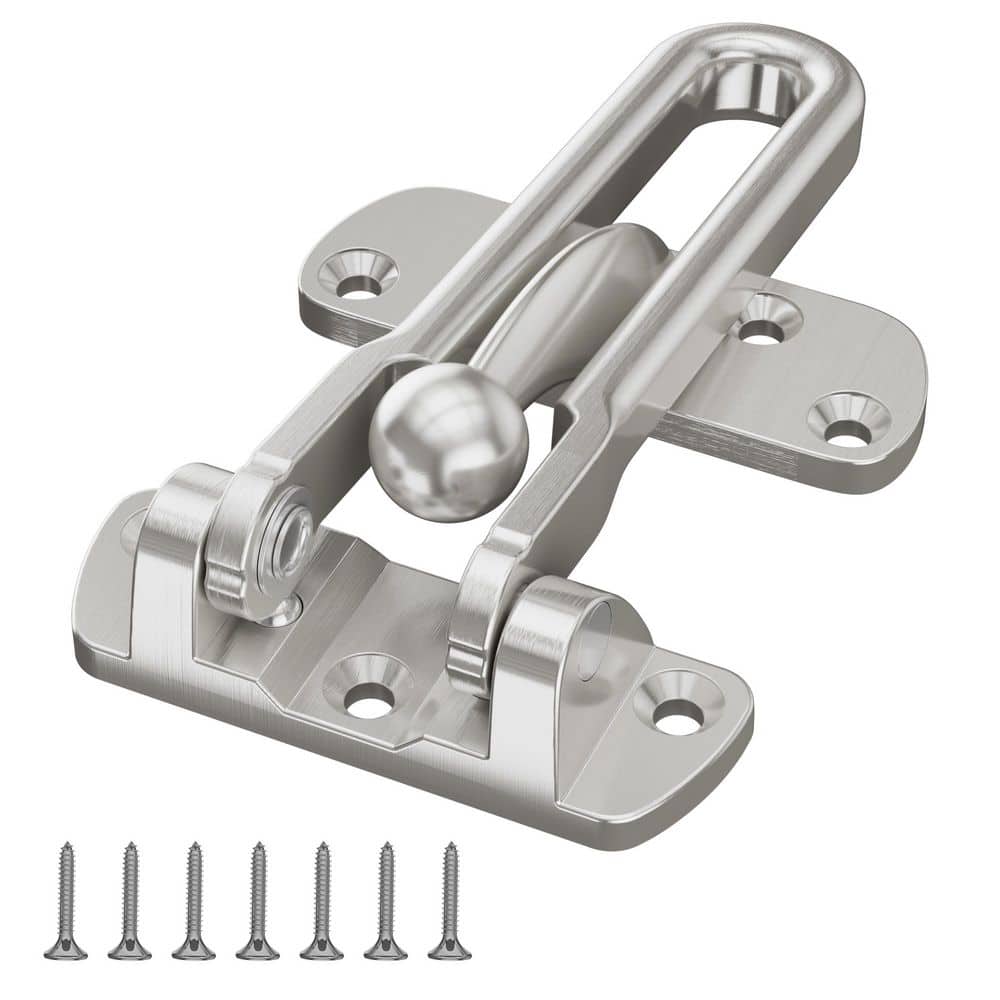 WINSOON Swing Bar Silver Security Door Guard Hinged Bar Door Lock Latch ...