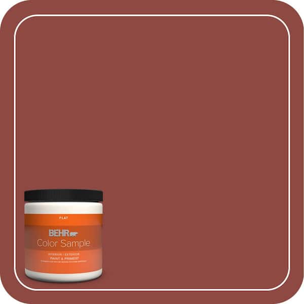 BEHR PREMIUM PLUS 8 oz. #PPH-72 Rusty Red Flat Interior/Exterior Paint ...
