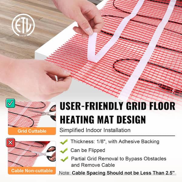VEVOR Floor Heating Mat 100 Sq. ft Electric Radiant In-Floor Heated ...