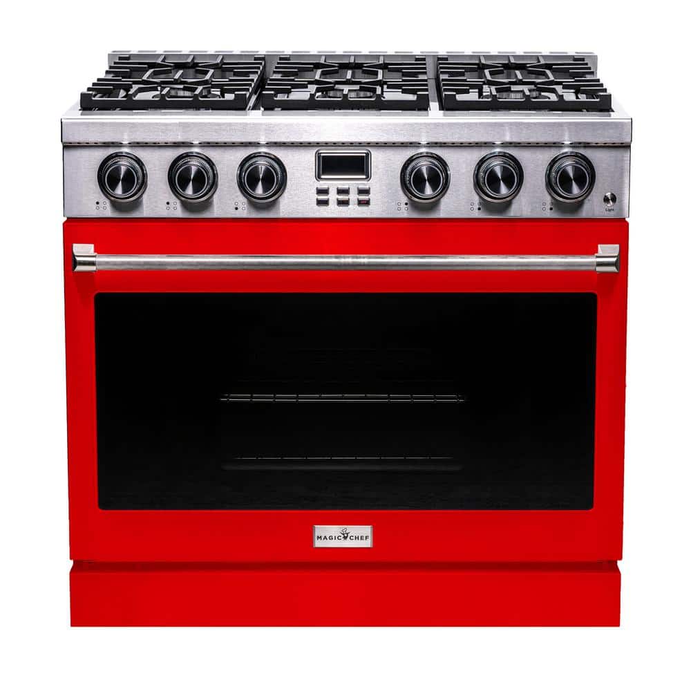 Magic Chef Pro-Style 36 in. 6-Burner Slide-in Gas Range with Convection ...