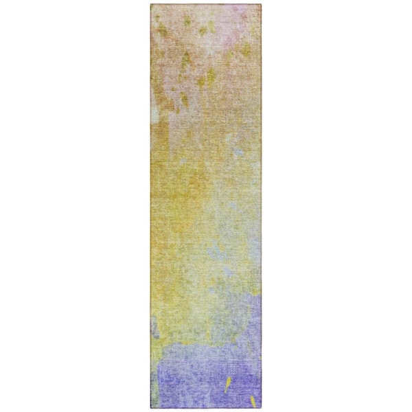 HomeRoots Blue Gold and Wheat 2 ft. x 8 ft. Woven Abstract Runner ...