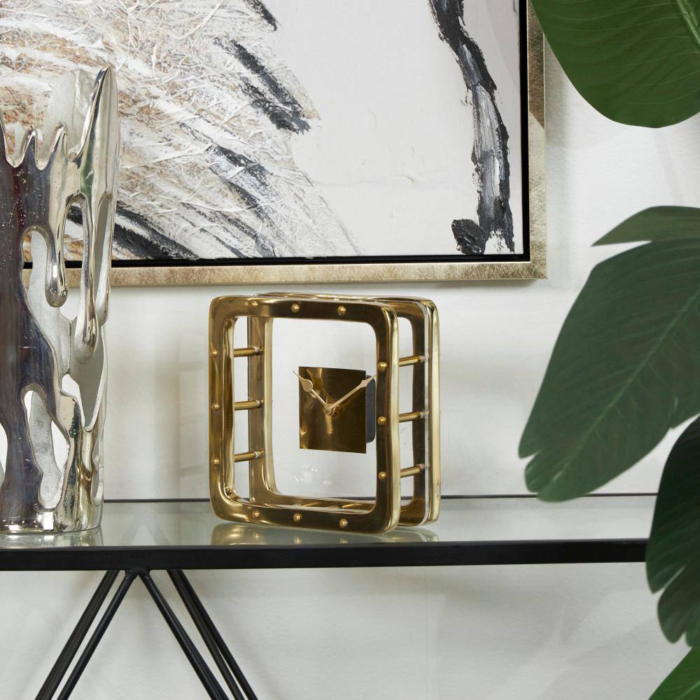Litton Lane 8 in. x 8 in. Gold Aluminum Geometric Floating Clock 044369 ...