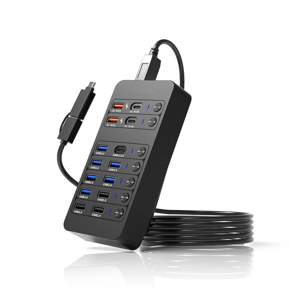Lukyamzn 14 Port Powered USB Hub with 6 USB 3.0 4 Charging Ports 1 USB ...