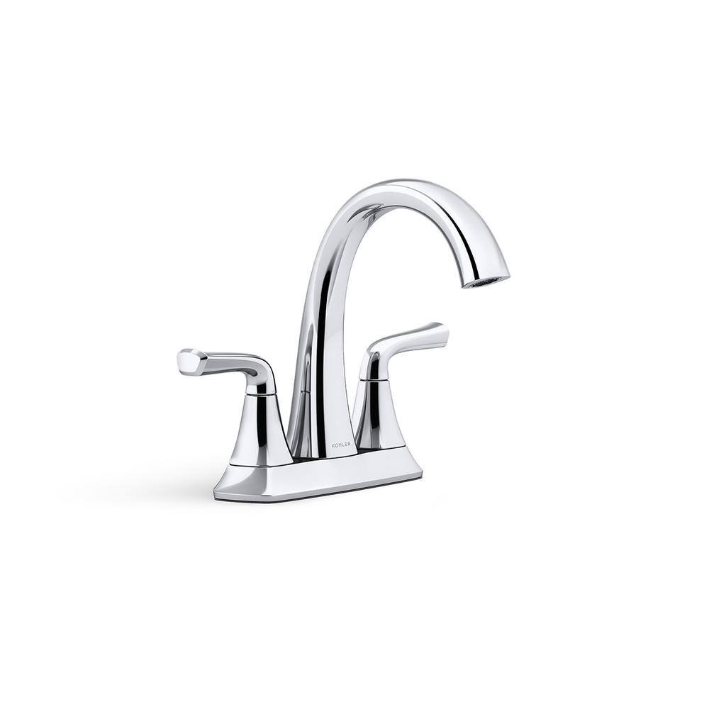 KOHLER Sundae 4 in. Centerset 2-Handles Bathroom Faucet in Polished ...