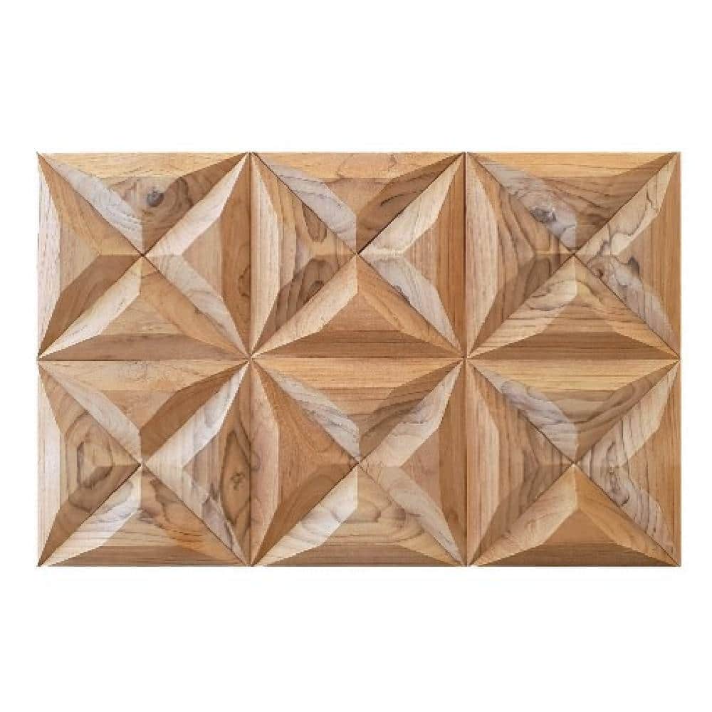 NOBLEWOOD 1 ft x 1.5 ft Clover Solid Teakwood 3D Wall Panel SAMPLE ...